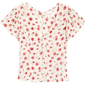 REFORMATION Ramona Floral Print V-neck Top