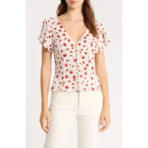 REFORMATION Ramona Floral Print V-neck Top