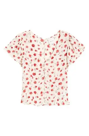 REFORMATION Ramona Floral Print V-neck Top