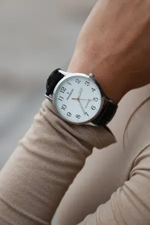 PEUGEOT Easy Read Large Face Leather Watch- 40mm