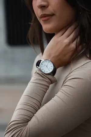 PEUGEOT Easy Read Large Face Leather Watch- 40mm