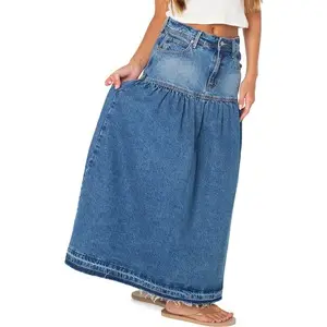 Roxy Nocturne Denim Maxi Skirt - Salt Fade