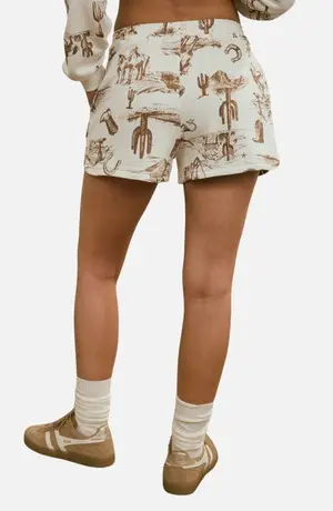 J.O.A. Western Graphic Cotton Blend Shorts