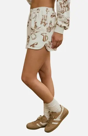 J.O.A. Western Graphic Cotton Blend Shorts