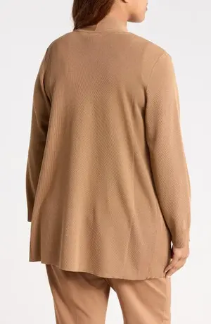 Anne Klein Open Front Longline Cardigan - Vicuna