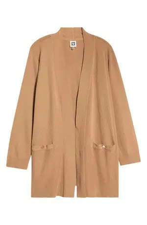 Anne Klein Open Front Longline Cardigan - Vicuna