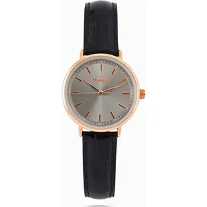 PEUGEOT Minimalist Round Leather Watch- 30mm - Grey
