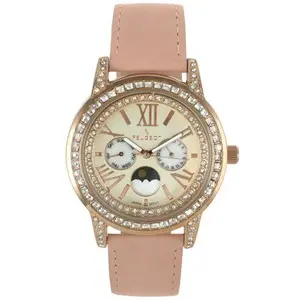 PEUGEOT Sun Moon Multi Fucntion Suede Watch40mm - Pink
