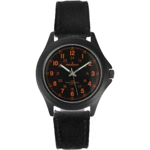 PEUGEOT Millitary Dial Pvd Plated Canvas Strap Watch- 40mm - Black