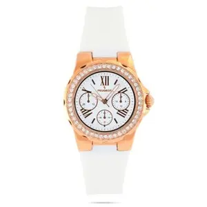 PEUGEOT Summer Crystal Bezel Silicone Rubber Watch- 38mm - White