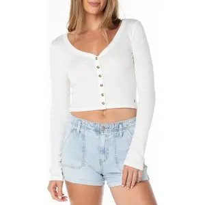 Roxy Terrace Cropped Long Sleeve Top Cloud Dancer