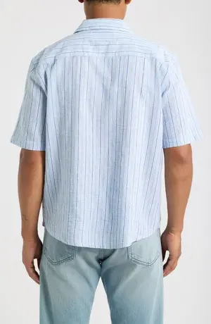 CORRIDOR Stripe Cotton & Linen Camp Shirt