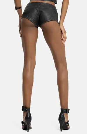 JADED LONDON Military Rebel Faux Leather Mini Shorts
