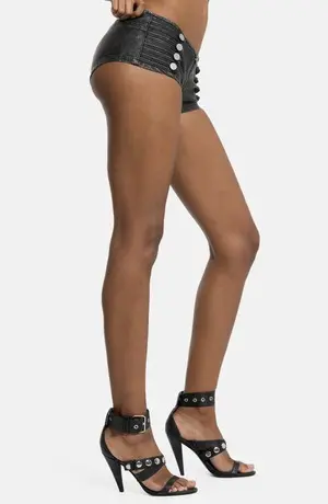 JADED LONDON Military Rebel Faux Leather Mini Shorts