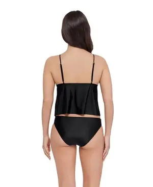 Steve Madden Tie Front Crop Tankini Top - Raven