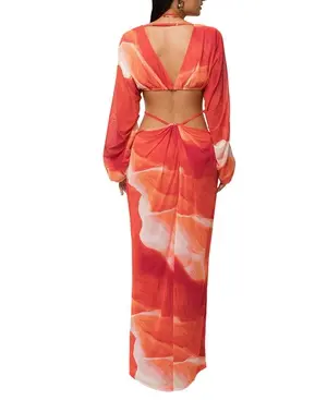 JLUXLABEL Hera Draped Maxi Skirt - Sunset Red