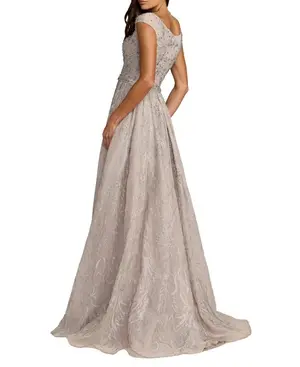 Mac Duggal Embellished Cap Sleeve A Line Gown