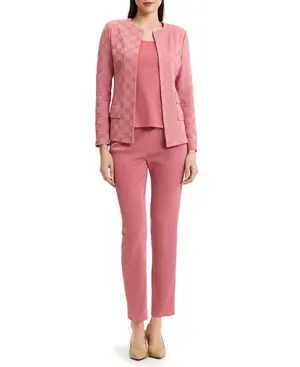 Misook Tailored Tonal Checkered Knit Jacket