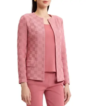 Misook Tailored Tonal Checkered Knit Jacket