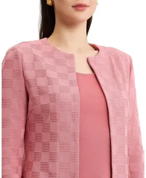 Misook Tailored Tonal Checkered Knit Jacket