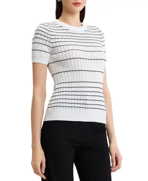 Misook Striped Soft Knit Top