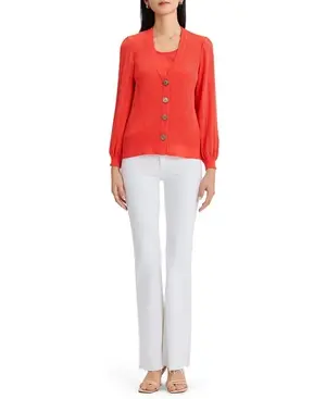 Misook Heritage Pointelle Ribbed Knit Cardigan