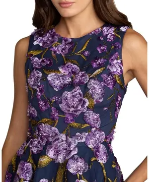 Mac Duggal Embroidered Sleeveless A-line Midi Dress
