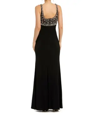 Mac Duggal Embellished Scoop Neck Fitted Jersey Gown