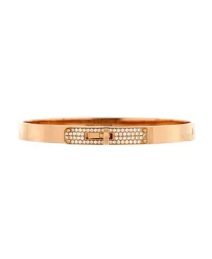 Hermès Small Kelly Bracelet 18k Rose Gold And Pave Diamonds - Pink