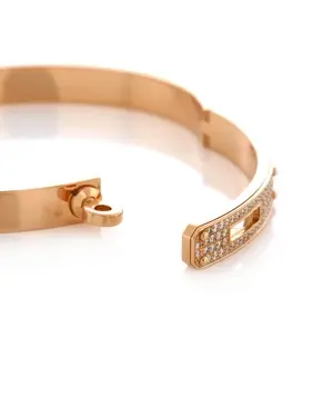 Hermès Small Kelly Bracelet In 18k Rose Gold With Pave Diamonds - Pink