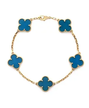 VAN CLEEF & ARPELS Vintage Alhambra 5 Motifs Bracelet 18k And Agate - Gold