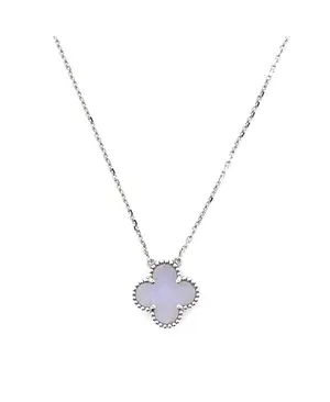 VAN CLEEF & ARPELS Vintage Alhambra Pendant Necklace 18k Gold And Chalcedony, 16.25 - White