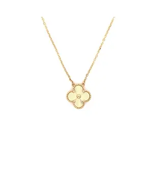 VAN CLEEF & ARPELS Vintage Alhambra Pendant Necklace Guilloche 18k 16.5 - Gold