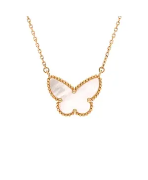 VAN CLEEF & ARPELS Lucky Alhambra Butterfly Pendant Necklace 18k With Mother Of Pearl, 17 - Gold
