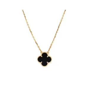 VAN CLEEF & ARPELS Vintage Alhambra Pendant Necklace 18k And Onyx, 16.5 - Gold