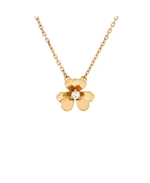 VAN CLEEF & ARPELS Mini Frivole Pendant Necklace 18k And Diamond, 16 - Gold