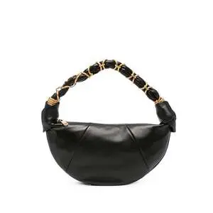 Saint Laurent Smooth Leather Knot Detail Tote Bag - Black