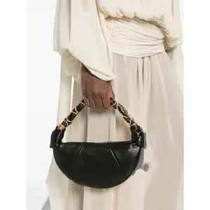 Saint Laurent Smooth Leather Knot Detail Tote Bag - Black