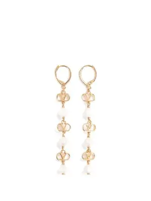 Valentino Garavani Vlogo Signature Pearl Drop Earrings - Gold