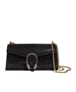 Gucci Dionysus Crystal Medium Shoulder Bag - Black
