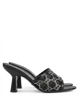 Gucci Monogram Crystal Mesh Slip-on Mules