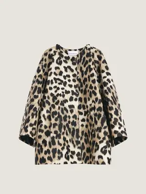 Givenchy Cocoon Coat In Leopard Jacquard With Scarf