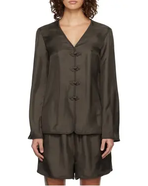RÓHE Mandarin Closure Satin Top