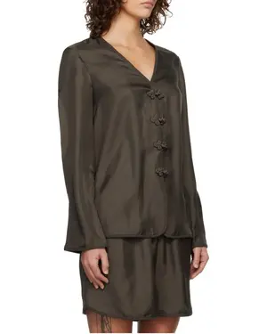 RÓHE Mandarin Closure Satin Top