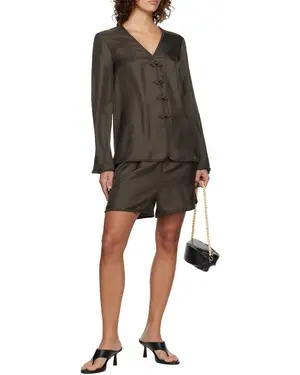 RÓHE Mandarin Closure Satin Top