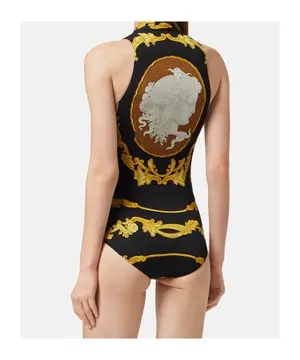 Versace Barocco-printed V-neck Bodysuit