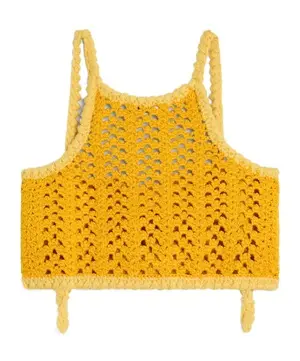 Celine Top In Cotton Crochet - Yellow