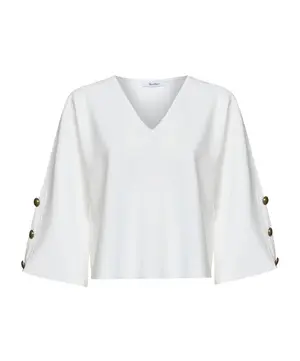 Max Mara V-neck Cropped Jumper With Button Detail - White