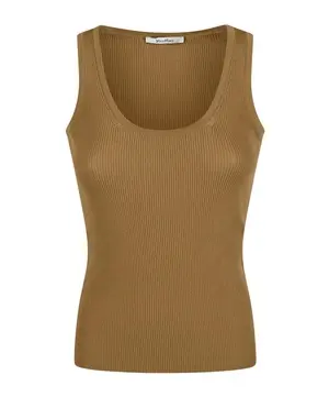 Max Mara Sleeveless Ribbed Knit Pullover - Brown