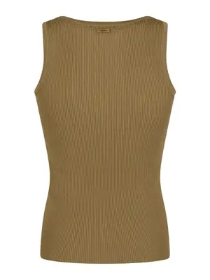 Max Mara Sleeveless Ribbed Knit Pullover - Brown